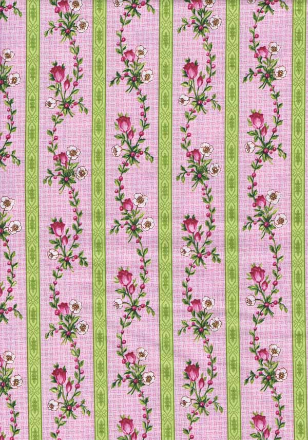 Blomsterranker i striber - Trykte stoffer - Kirstens Quiltshop - patchwork, quilt, stof og bøger